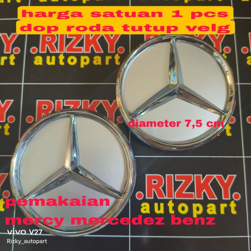 Jual Dop roda tutup velg mercy Mercedes benz chrome 7.5cm original ...