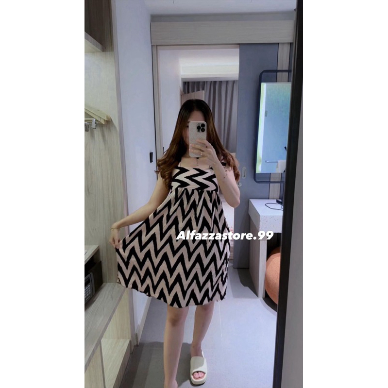 Jual ALFAZZA Summer Dress Ruffle Babydoll Rayon Viscose Motif Adem ...