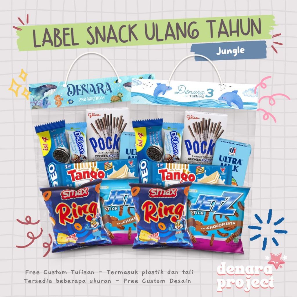 Jual Label Plastik Snack Ulang Tahun Custom / Snack Label Tag Ultah ...