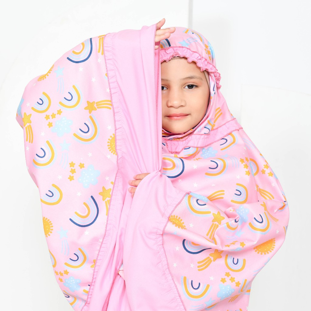Jual Mukena Anak Pink Rainbow Pelangi Mukena Anak Tk Mukena Anak SD ...