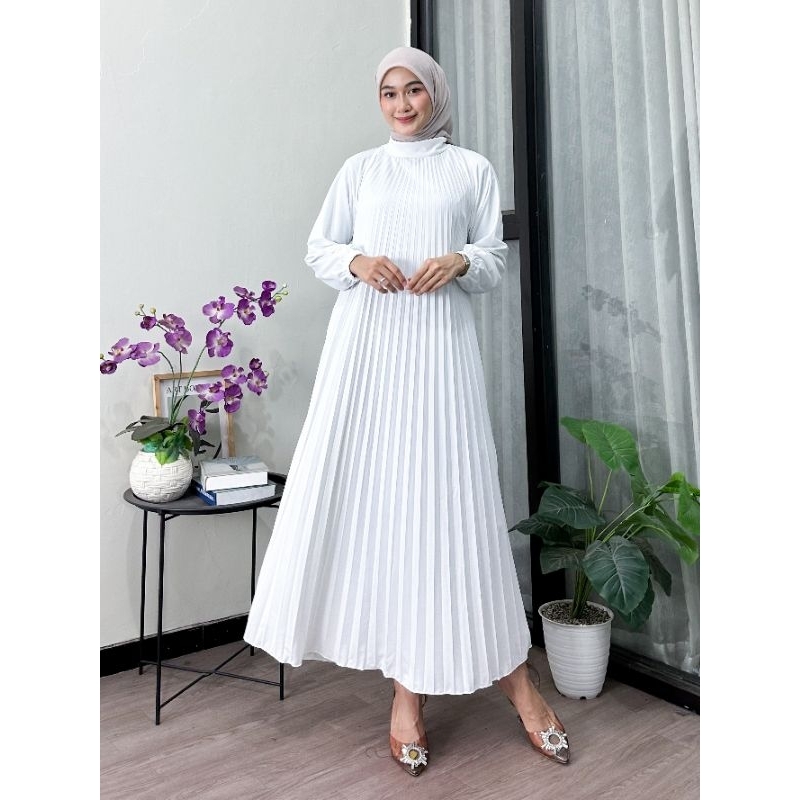 Jual Dress Plisket Premium / Gamis Plisket Payung / Maxy Dress Pleats ...