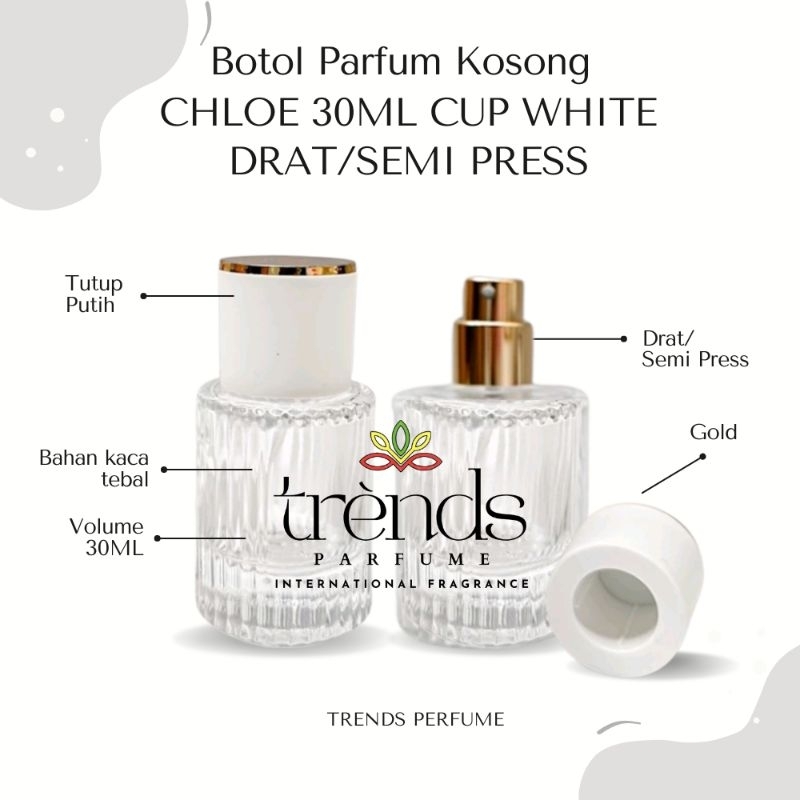 Jual BOTOL PARFUM CHLOE 30ML CUP WHITE DRAT/ PUTAR/SEMI PRESS - BOTOL ...