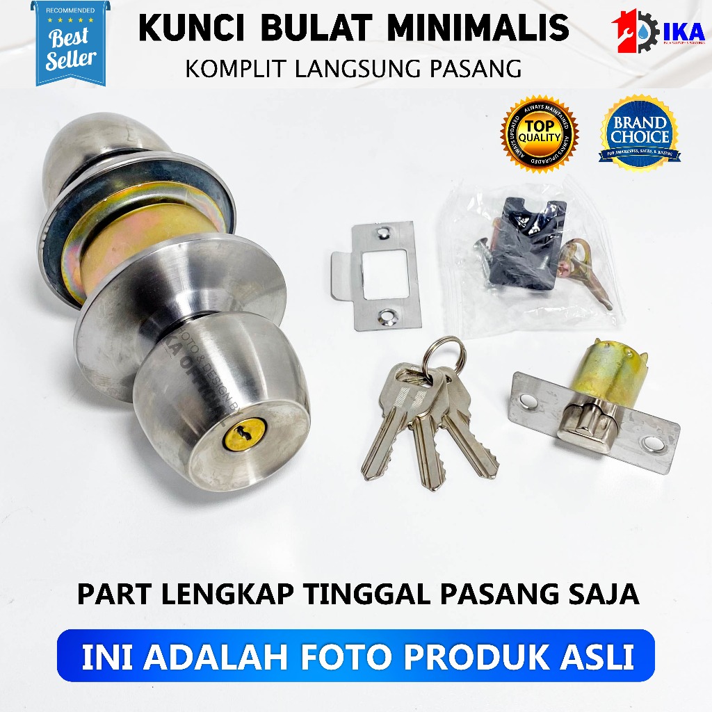 Jual Kunci Pintu Kamar Mandi Bulat Stainless Steel Handle Gagang Putar ...