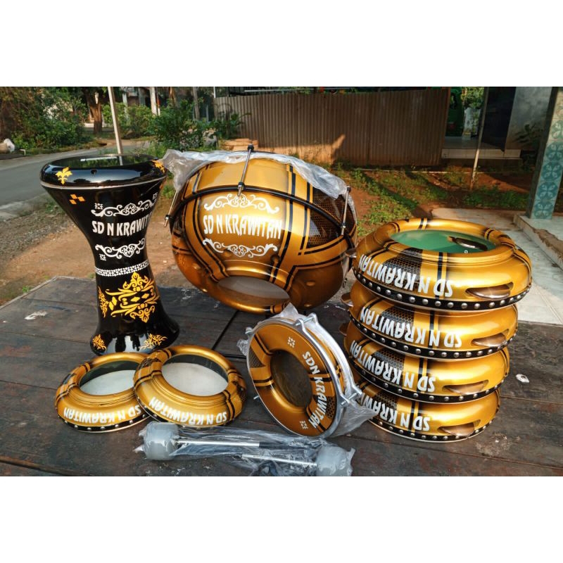 Jual Alat Rebana Fullset Motif Kuning *sesuai di gambar (request nama ...