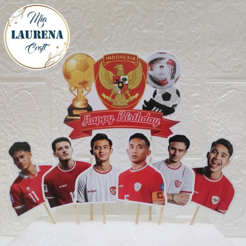 Jual Topper Birthday Cake tema bola timnas negara Indonesia | Shopee ...