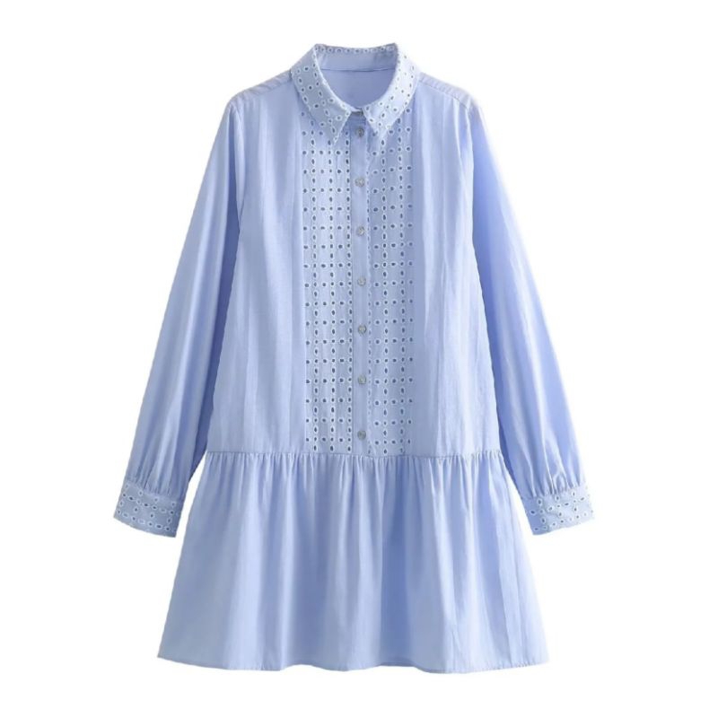 Jual Blue Embroidery Mini Dress 75653 (TA) | Shopee Indonesia