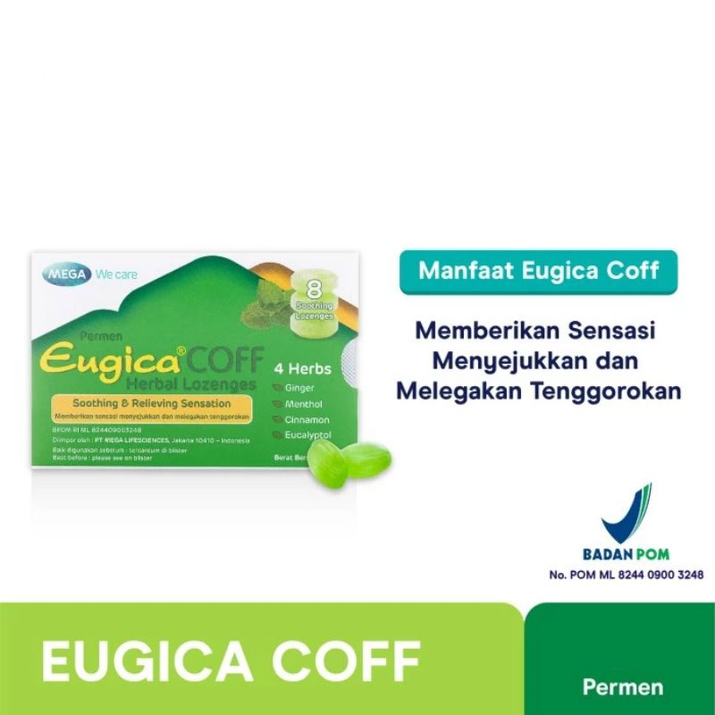 Jual Mega We Care Eugica Coff Herbal Lozenges Obat sakit tenggorokan ...