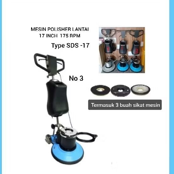 Jual Mesin polisher lantai 17 inch 175 rpm type JPT Handle butterfly NO ...