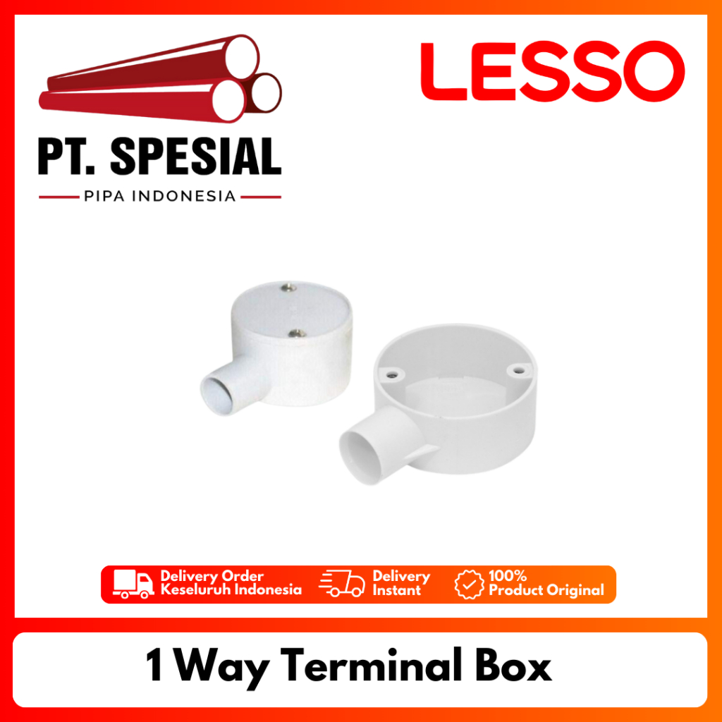 Jual Tee Dos dn20 Conduit Lesso / 1 Way Terminal Box (with cover) / T ...