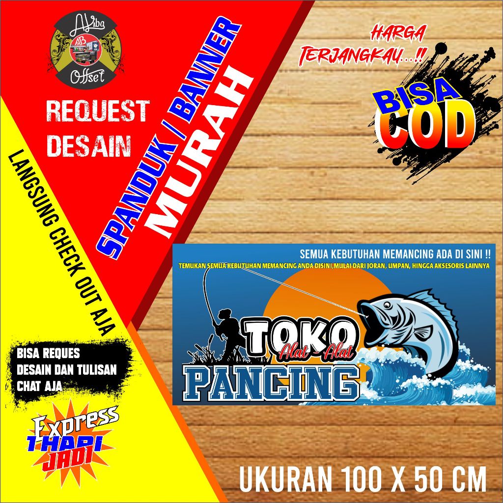 Jual SPANDUK BANNER TOKO PANCING UKURAN 100X50CM | Shopee Indonesia