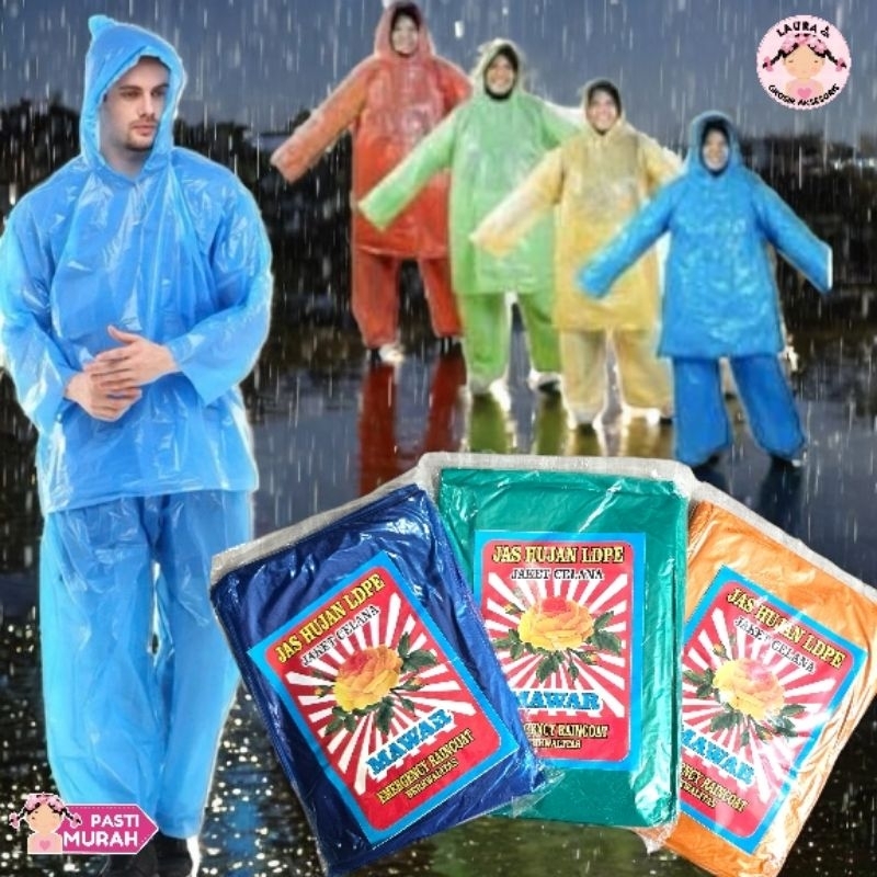 Jual Jas Mantol Hujan Jaket Celana Plastik Warna Indomaret HPDE Tebal ...