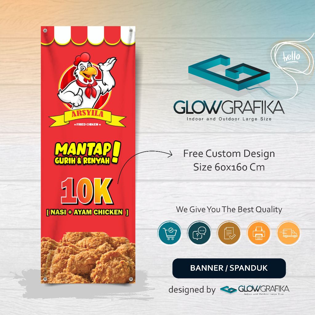 Jual Cetak Spanduk Banner Fried chicken Custom | Shopee Indonesia