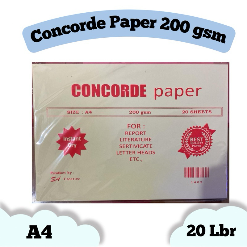 Jual Kertas Concorde Paper 200 gsm isi 20 lembar a4 folio legal kuning ...