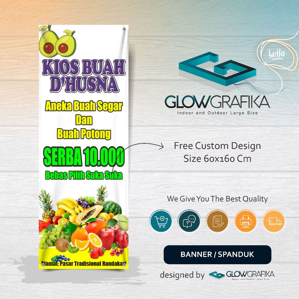 Jual Cetak Spanduk Banner Kios Buah Custom Nama | Shopee Indonesia