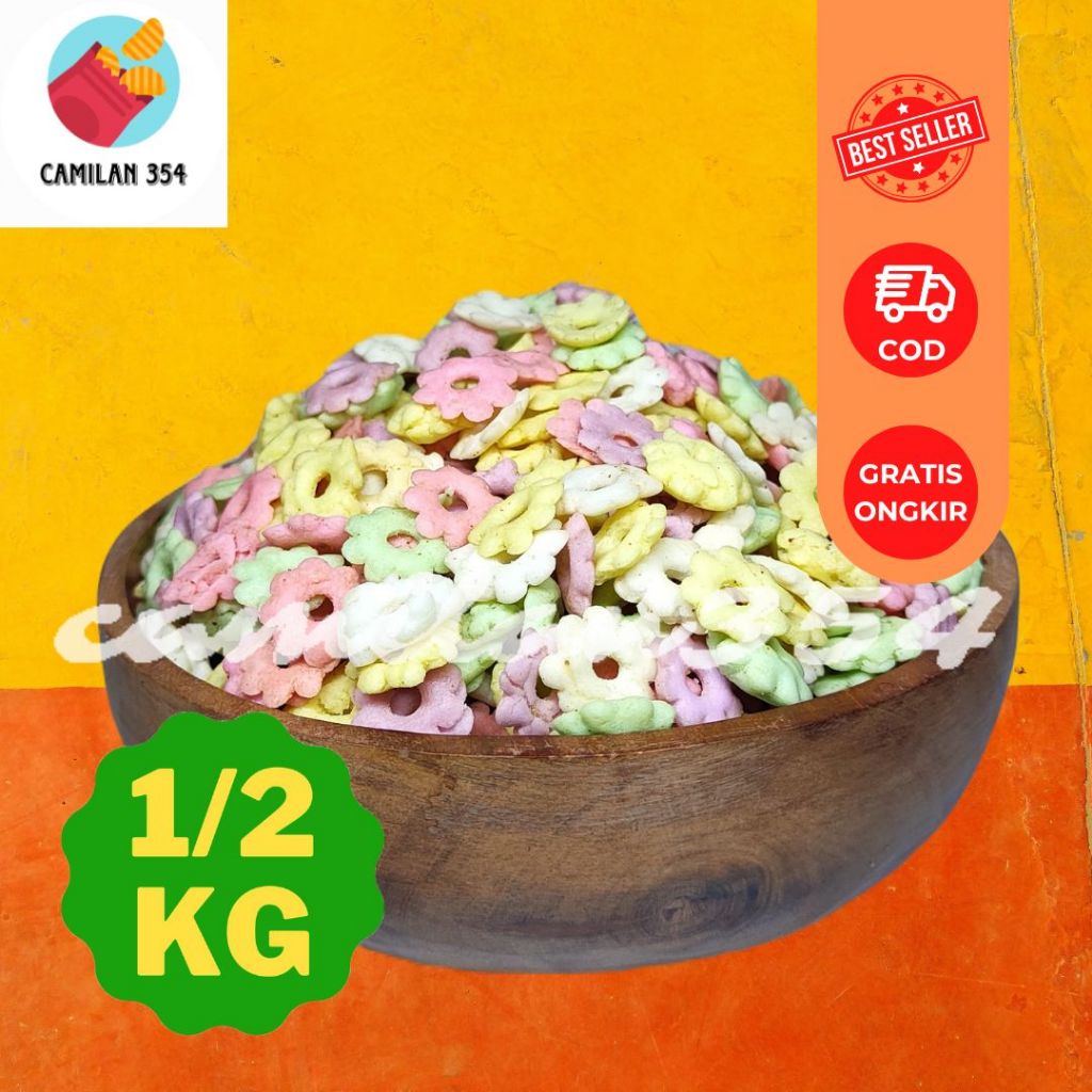 Jual [500GRAM] Snack Sakura Bunga Warna Warni Gurih - 500gr / Snack ...