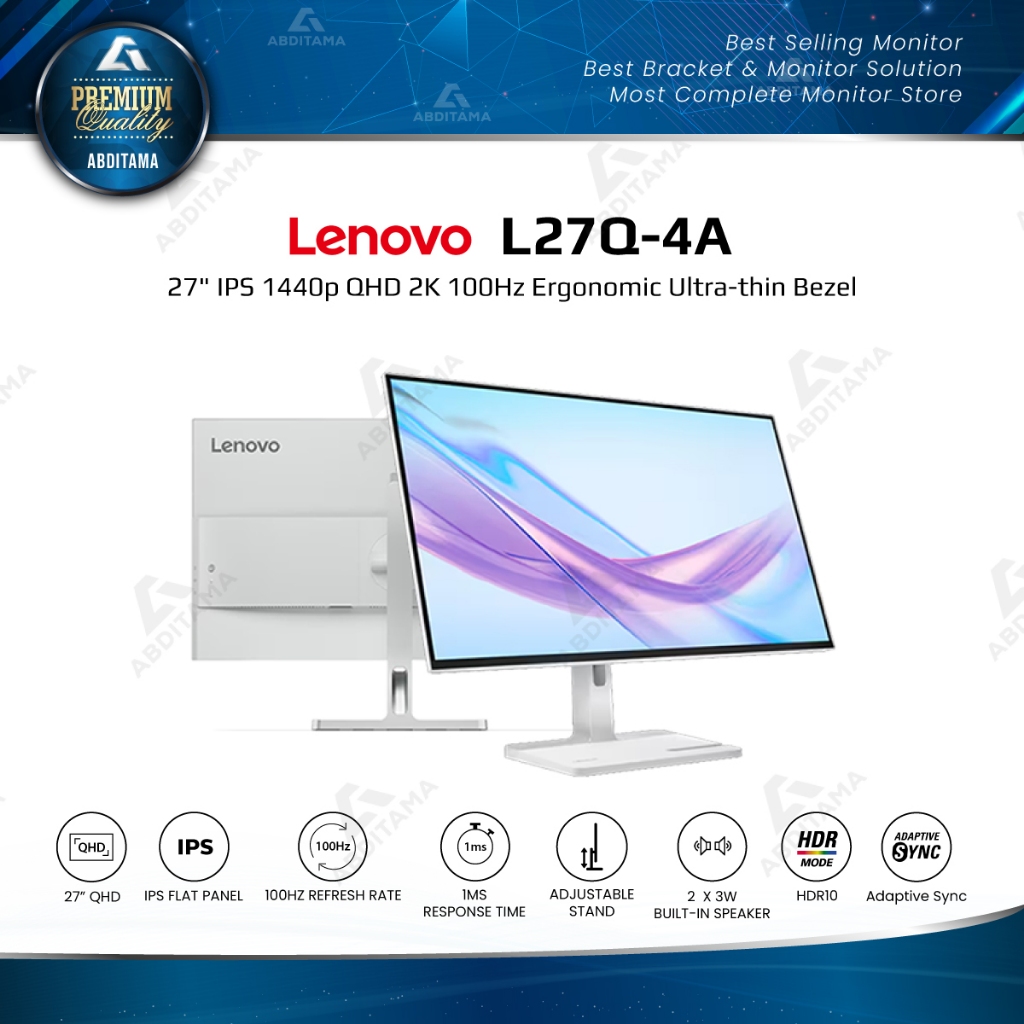 Jual Monitor LED LENOVO L27Q-4A 27" IPS 1440p QHD 2K 100Hz HDMI 2.1x2 ...