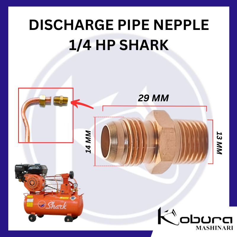 Jual Discharge Pipe Nepple 1/4 HP Shark Double Nepple Kompressor Angin ...
