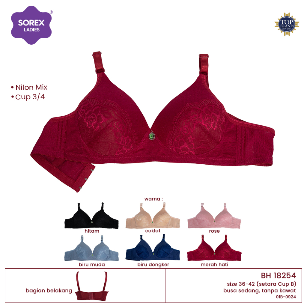 Jual Sorex Bra Tanpa Kawat Busa Kait 3 Setara Cup B Cup 3/4 Nilon Mix ...