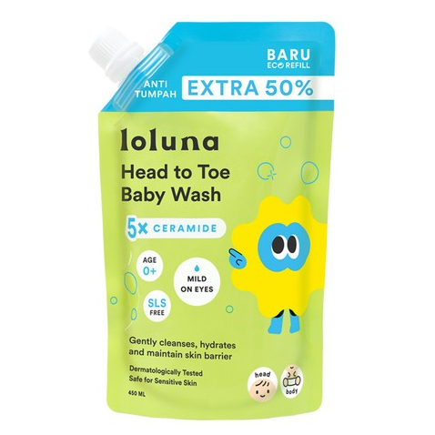Jual LOLUNA HEAD TO TOE BABY WASH 450ML REFILL | Shopee Indonesia