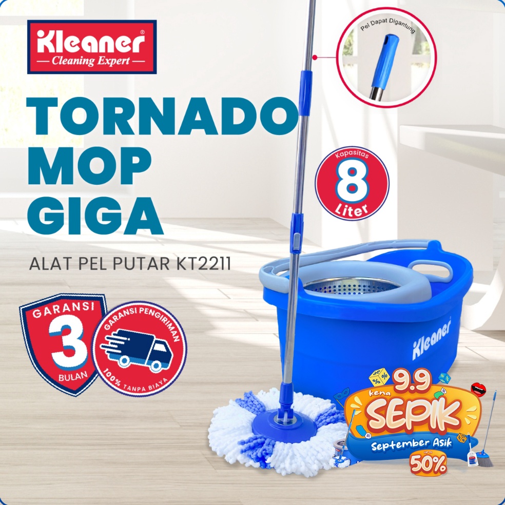 Jual Bagus Dipakai Kleaner Alat Pel Putar Tornado Mop Giga Spin Mop ...