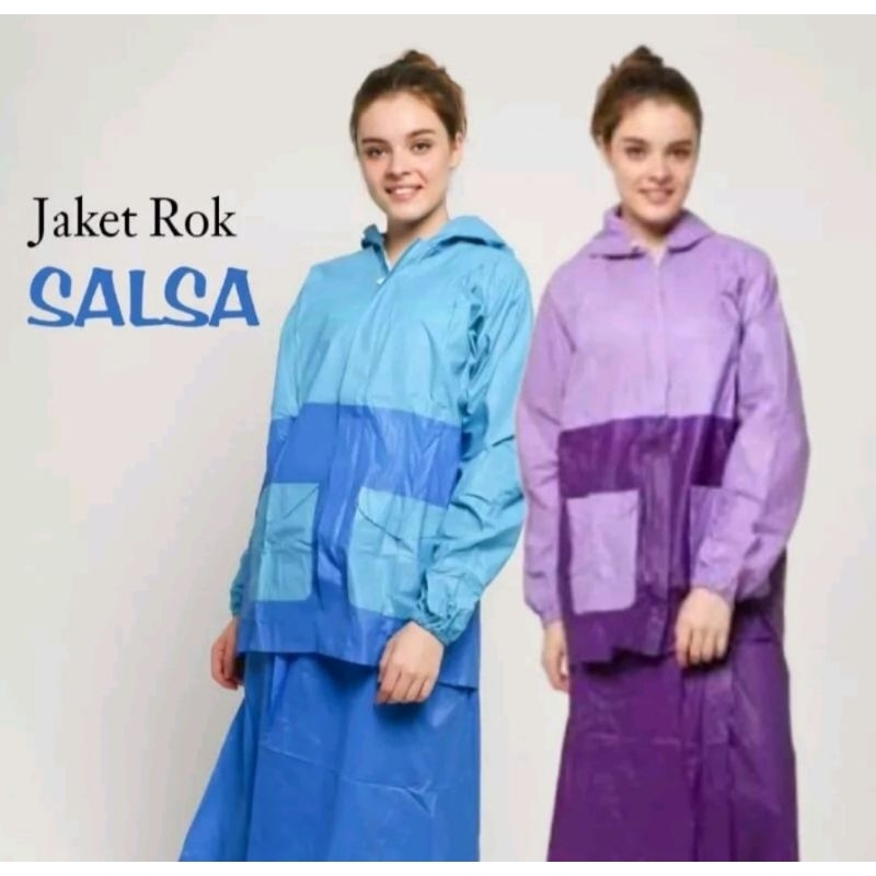 Jual Jas Hujan/Mantel Rok Wanita Salsa Warna Biru dan Ungu Ukuran All ...