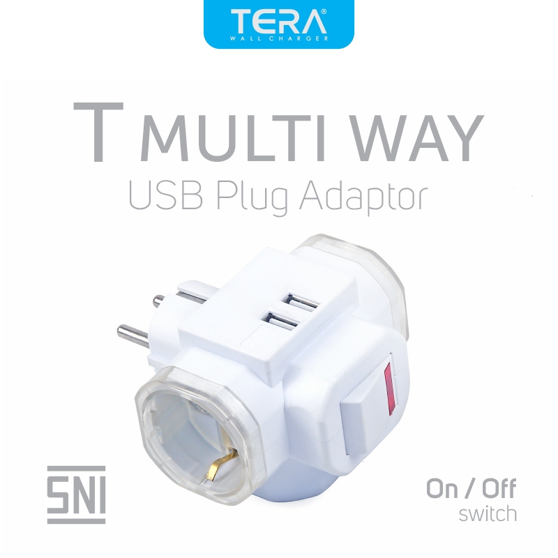 Jual TERA Steker T Multi Way USB On/Off Switch Plug Adaptor - 3 Ways ...