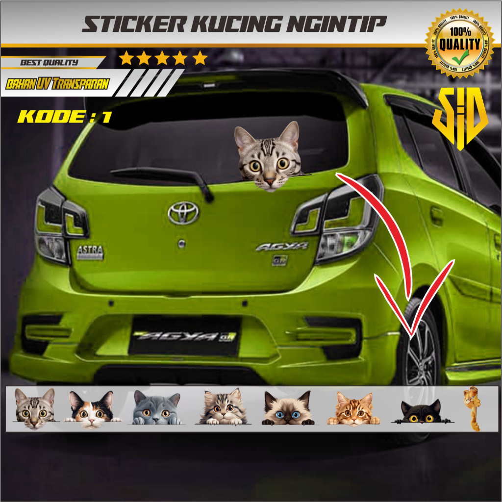 Jual STIKER KUCING 3D / STICKER BODY MOBIL KUCING MENGINTIP / STIKER ...