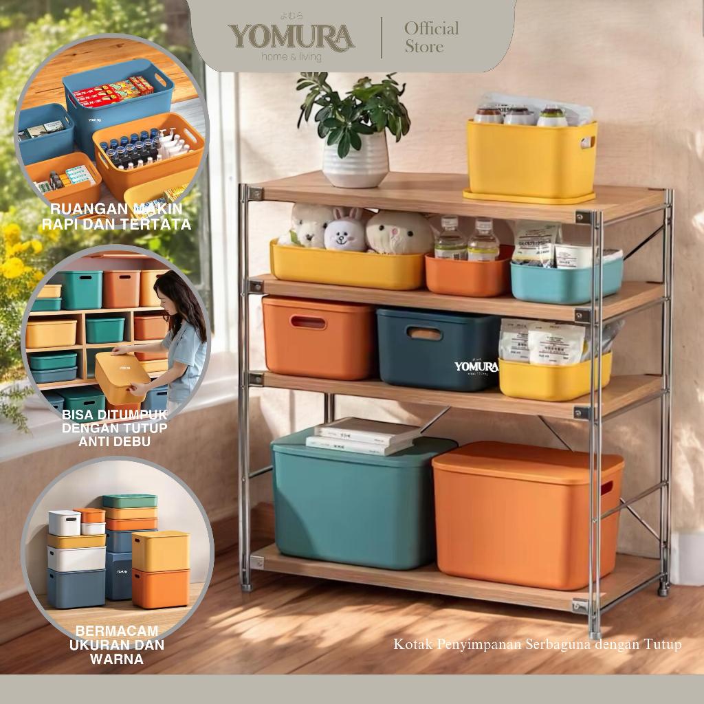 Jual YOMURA Kotak Penyimpanan Serbaguna dengan Tutup Warna Tumpuk Susun ...