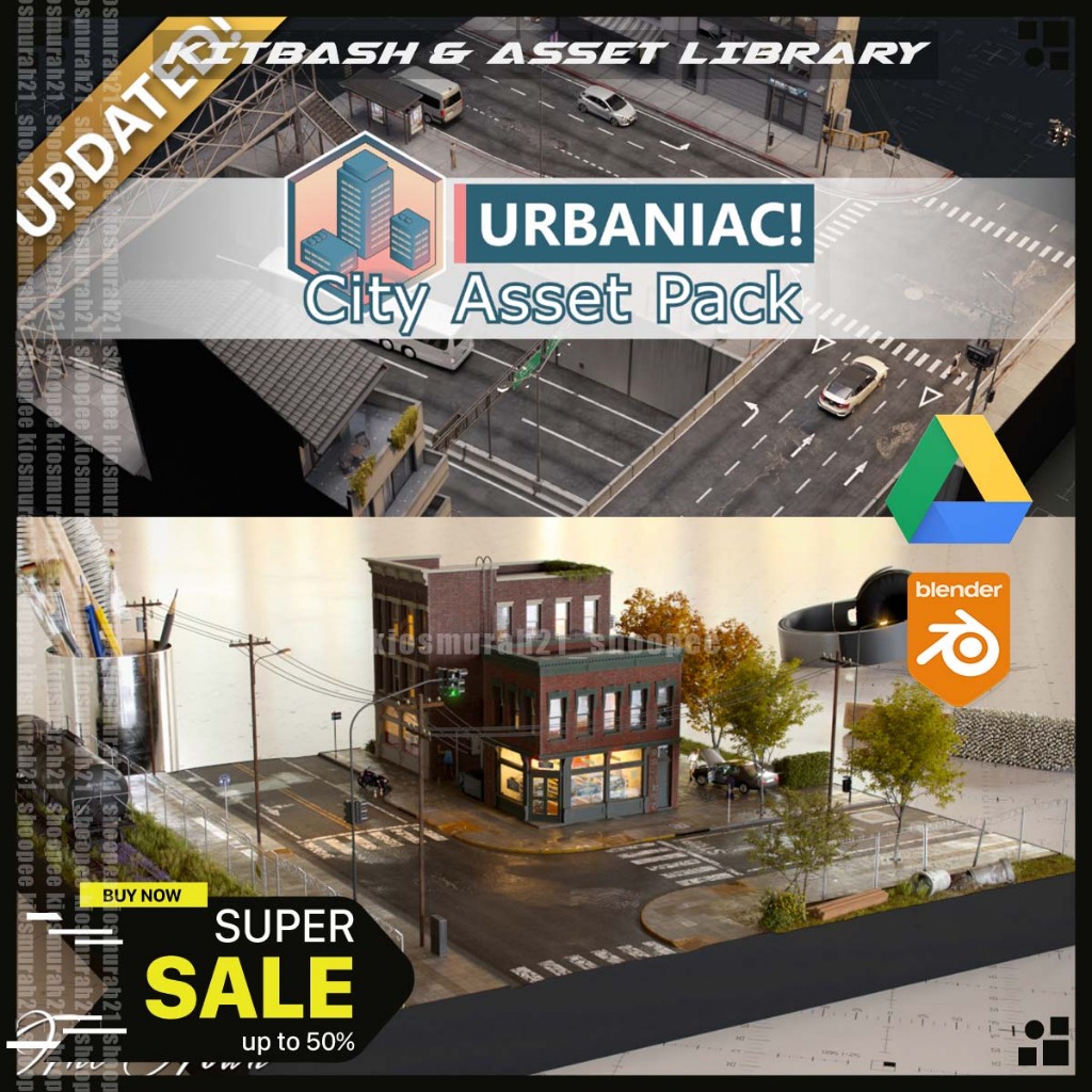 Jual Urbaniac V2.30 Pro - 3D Asset Library Blender 3D | Shopee Indonesia
