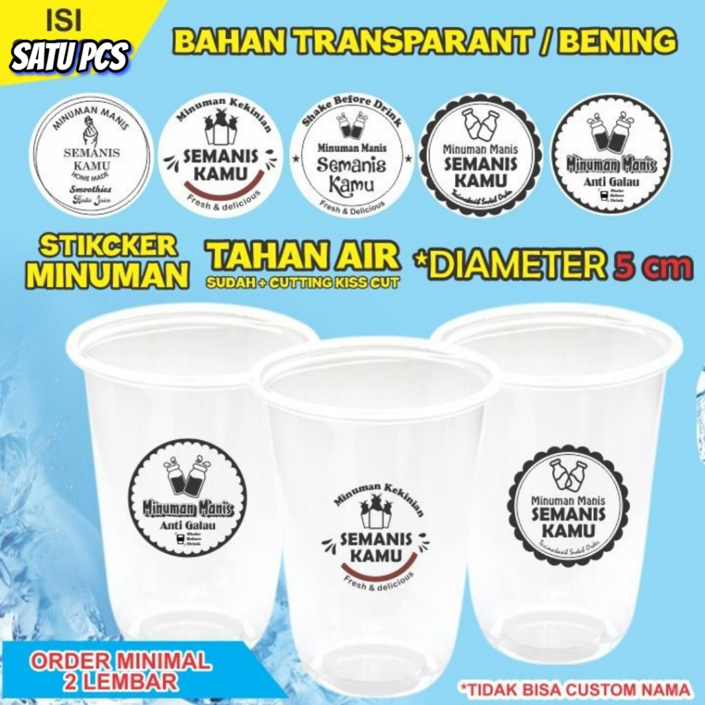 Jual Stiker Label Minuman Stiker Label Kemasan Gelas Cup Isi 48 Pcs ...