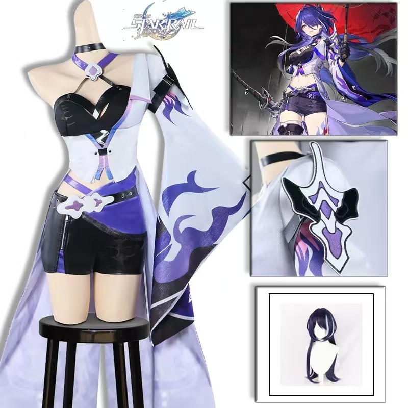 Jual Acheron Cosplay Game Honkai Star Rail Costume Dress Wig Full Set ...