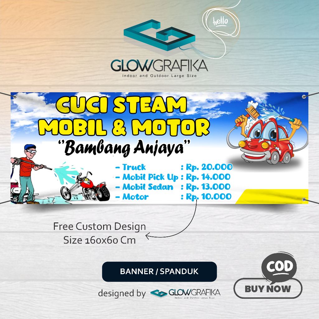 Jual Cetak Spanduk Banner Cuci Steam Motor & Mobil | Shopee Indonesia
