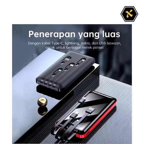 Jual MINISO Powerbank Bank Data 10000mAh dengan 4 kabel internal Y19 ...