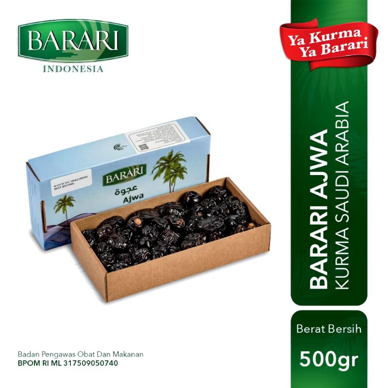 Jual Kurma Ajwa Madinah BARARI 500gr Blue Pack | Shopee Indonesia