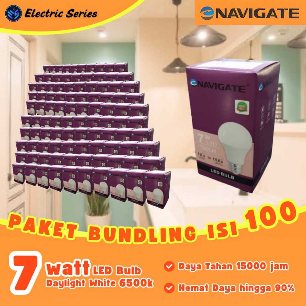 Jual PAKET BUNDLE BOX ISI 100 Lampu LED Bulb Navigate 7 Watt Putih ...