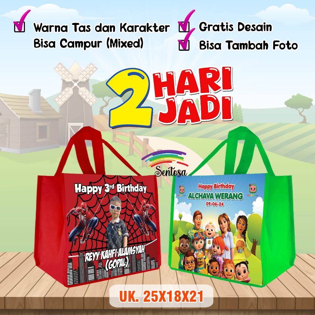 Jual GOODIE BAG TAS ULANG TAHUN ANAK UNTUK BOX BENTO DAN SNACK ULTAH ...