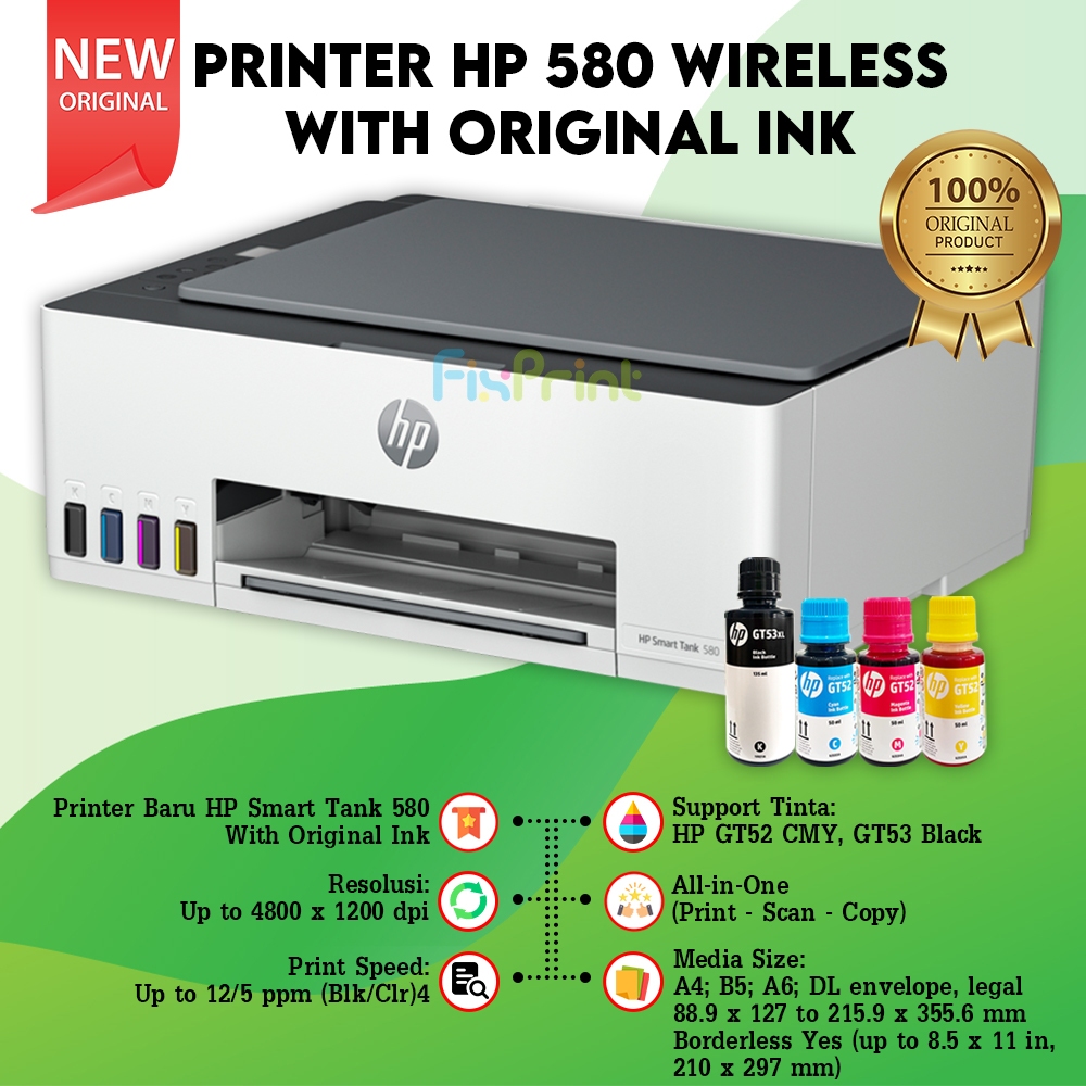 Jual Printer HP Smart Tank 580 Pengganti 515 Wireless Print Scan Copy ...