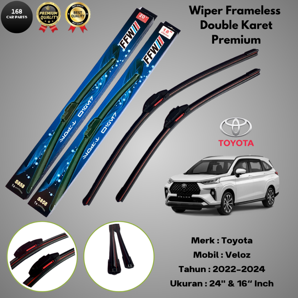 Jual Wiper Frameless ProShield Premium Double Karet untuk Toyota Veloz (2022-2024) - Ukuran 24 ...