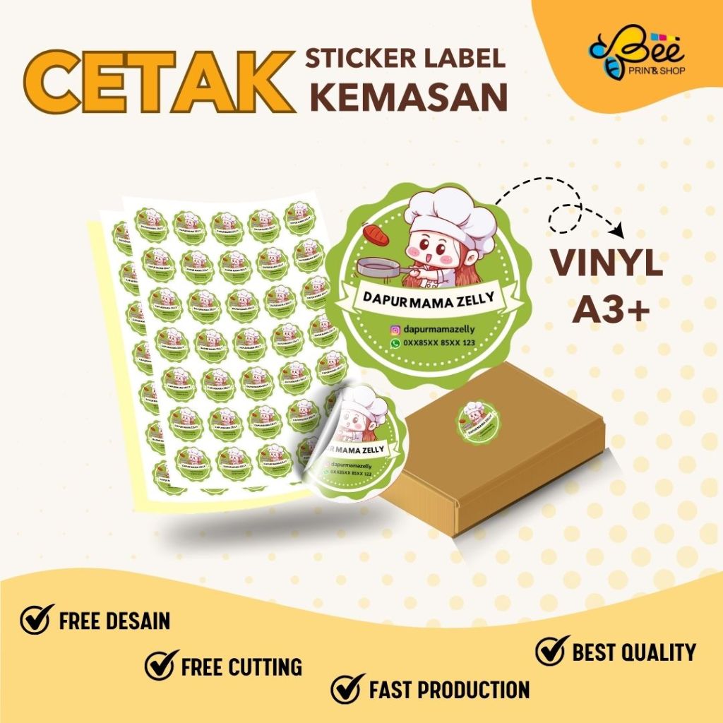 Jual STIKER LABEL KEMASAN / Cetak Stiker Label Bulat / Cetak Stiker ...
