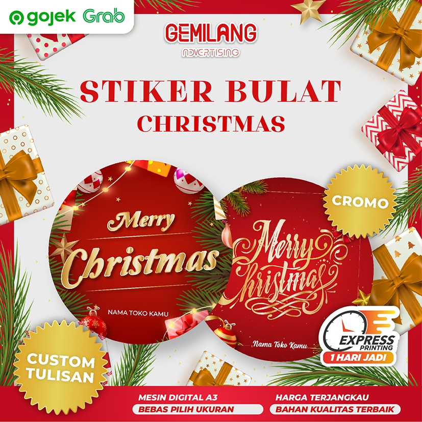 Jual Sticker Bulat Spesial Natal & Tahun Baru Hampers/Stiker Segel Box ...