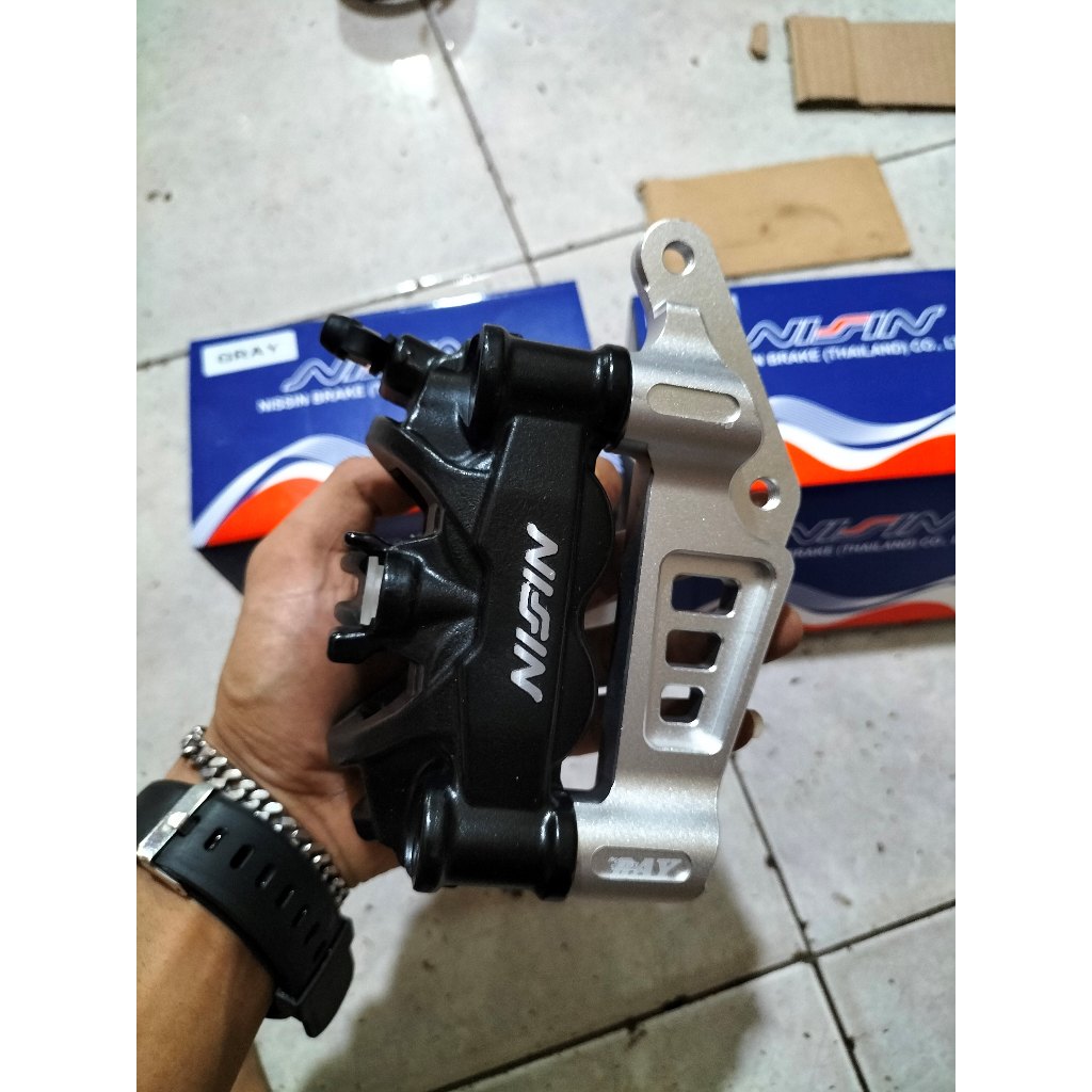 Jual Kaliper Twin Africa Caliper Nis1n import 4P 4 piston Set Braket Full CNC PNP Shock Ninja ...