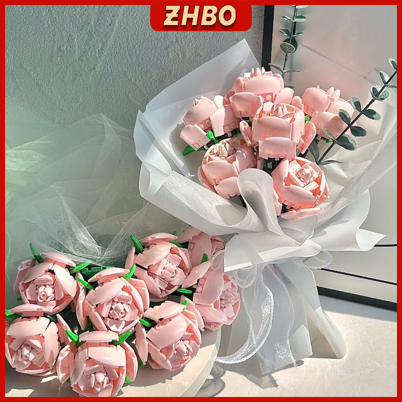 Jual ZHBO Mainan Blok Bunga DIY Buket Bouquet Rose Kreatif Untuk Blocks ...
