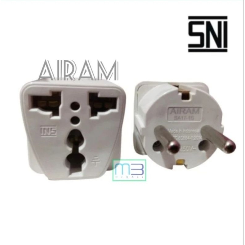 Jual Over Steker Adaptor 3 Lubang Travel Adaptor Ke 2 Universal ( UK+US ...