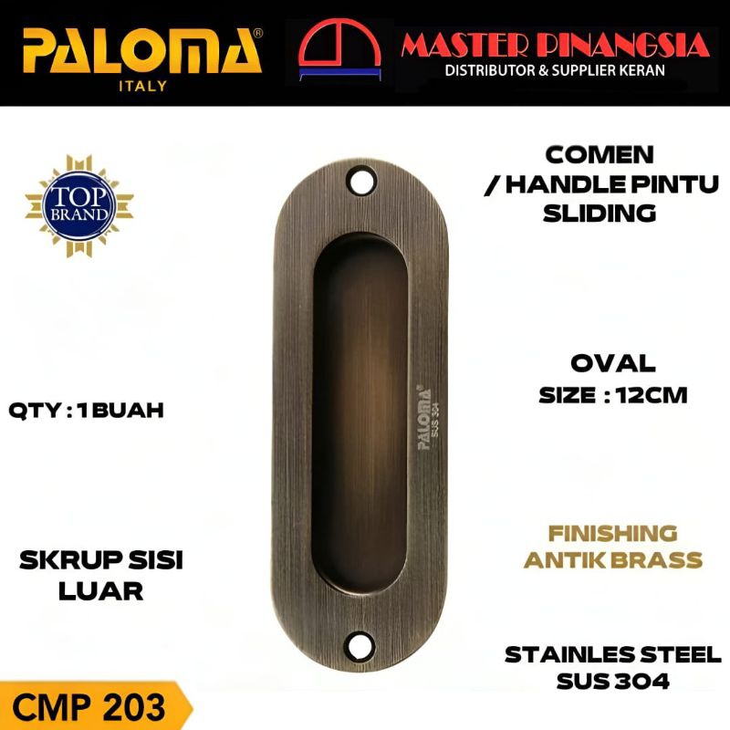 Jual HANDLE PINTU SLIDING PALOMA CMP 203 0V 12CM COMEN FLUSH TANAM GESER | Shopee Indonesia