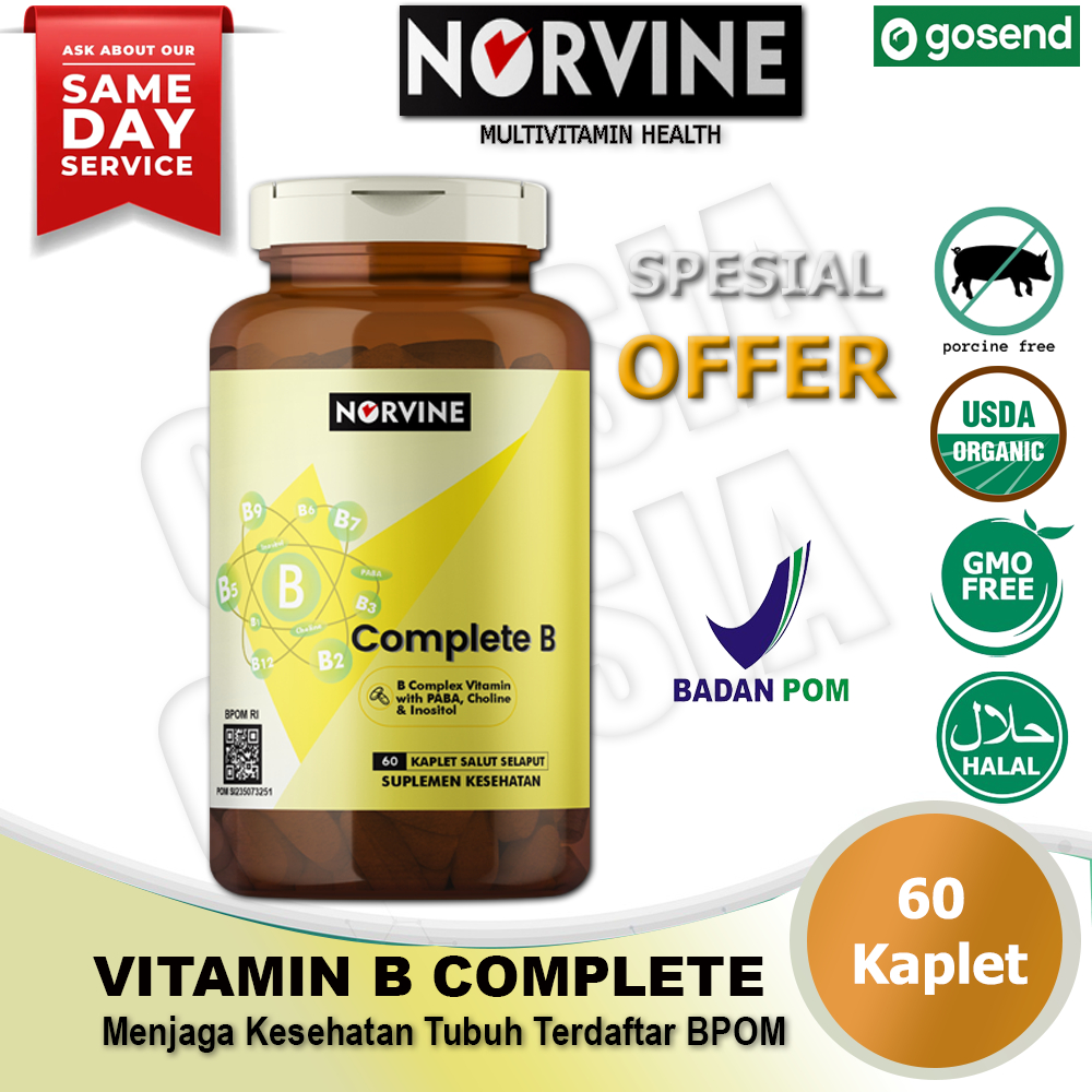 Jual NORVINE SUPLEMEN VITAMIN VIT B COMPLEX KOMPLEKS ISI 60 TABLET ...