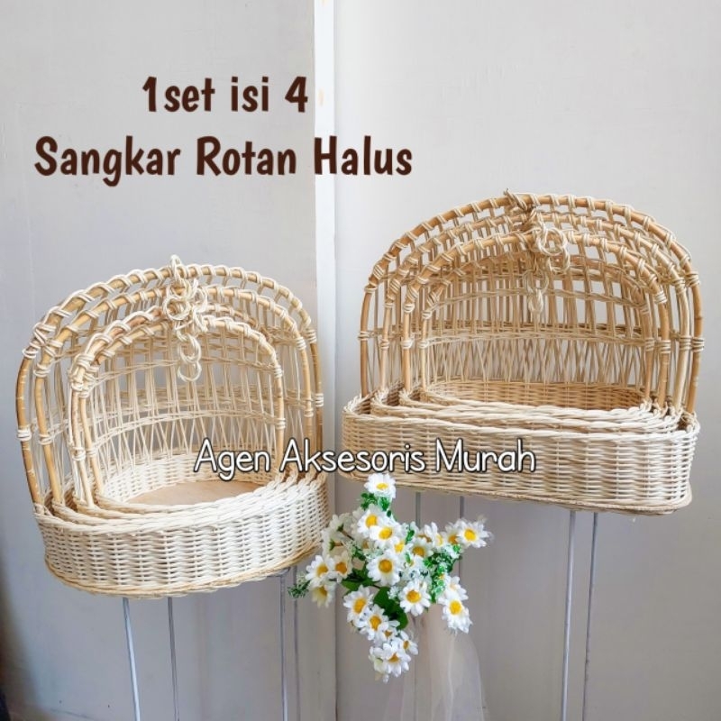 Jual Ready 1set Keranjang Sangkar isi 4/ 3 Rotan Halus | Shopee Indonesia
