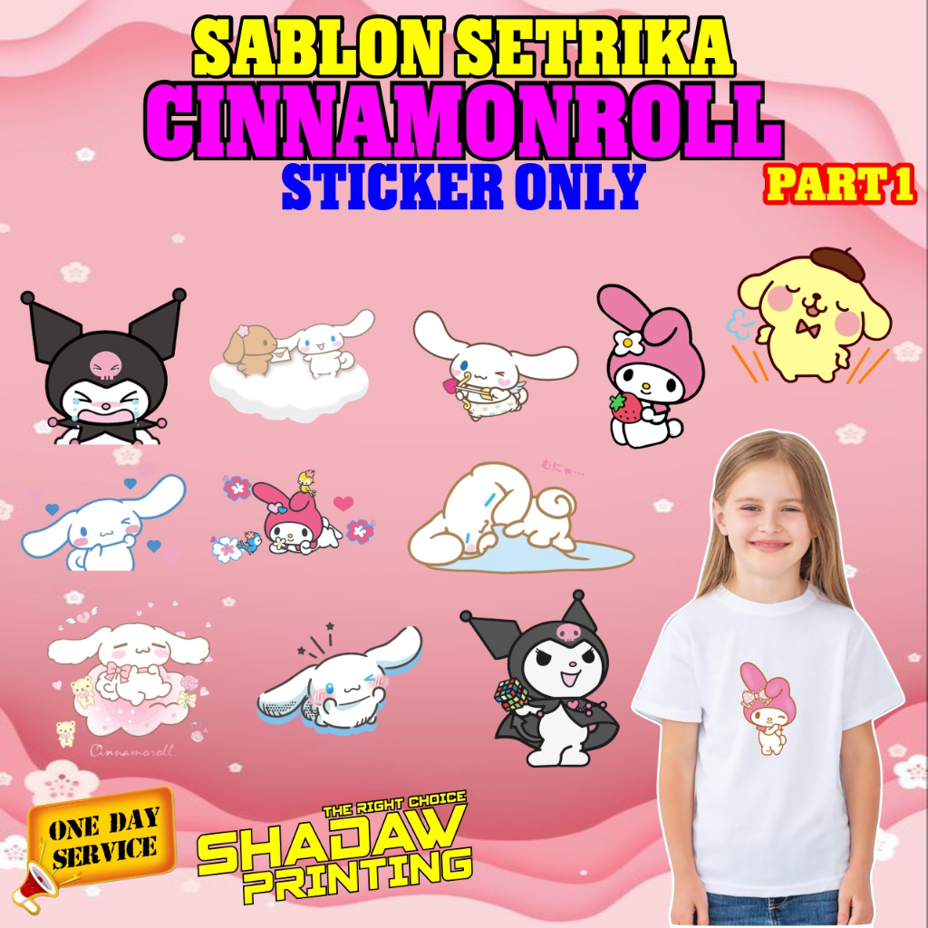 Jual Sticker Koas Sticker Baju TEMA CINNAMONROLL Sticker DTF Sticker ...