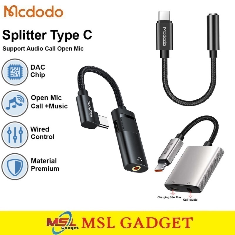 Jual Mcdodo Adapter Audio Konverter Splitter USB Type C to Jack 3.5mm ...