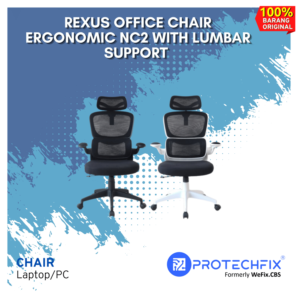 Jual REXUS OFFICE CHAIR ERGONOMIC NC2 WITH LUMBAR SUPPORT | Shopee ...