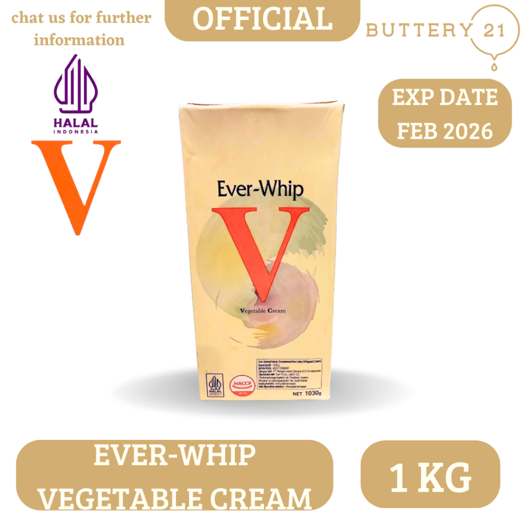 Jual EVER WHIP 1 LTR/EVERWHIP CREAM/VEGETABLE CREAM/KRIM NABATI MANIS ...